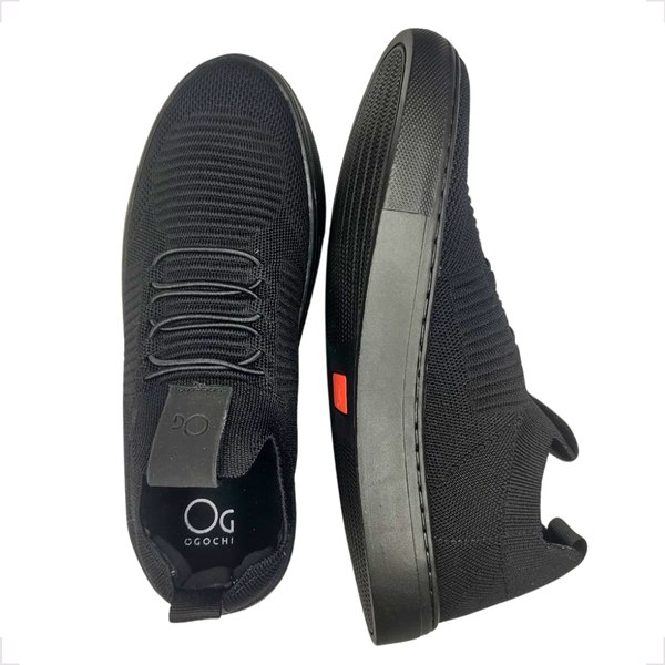 Sapatênis Masculino Confortável Ogochi Em Tricô Todo Preto - Preto